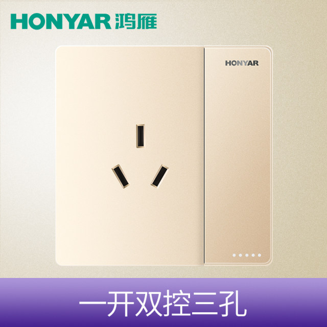 HONYAR鸿雁 Q3/纯悦系列 86型开关插座 香槟金 发货通知：周一-周四下单隔天发，周五-周日下单周一发 - 鸿雁商城