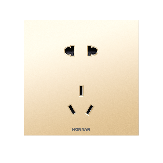HONYAR鸿雁 Q5/臻悦系列 86型开关插座 香槟金 发货通知：周一-周四下单隔天发，周五-周日下单周一发 - 鸿雁商城